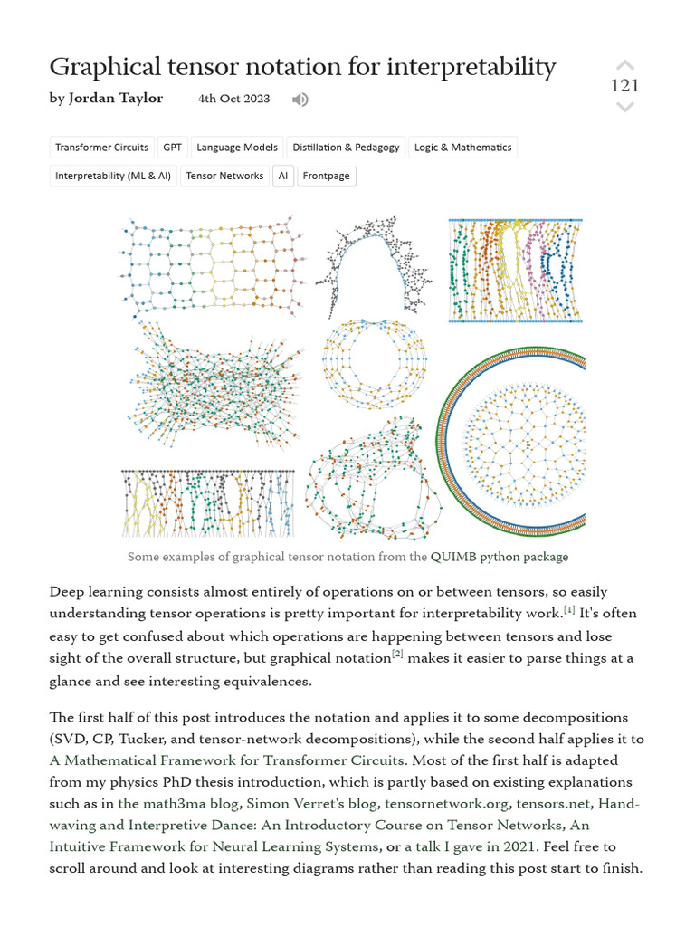 Graphical Tensor Notation For Interpretability - LessWrong | PDF | Tensor | Matrix (Mathematics)