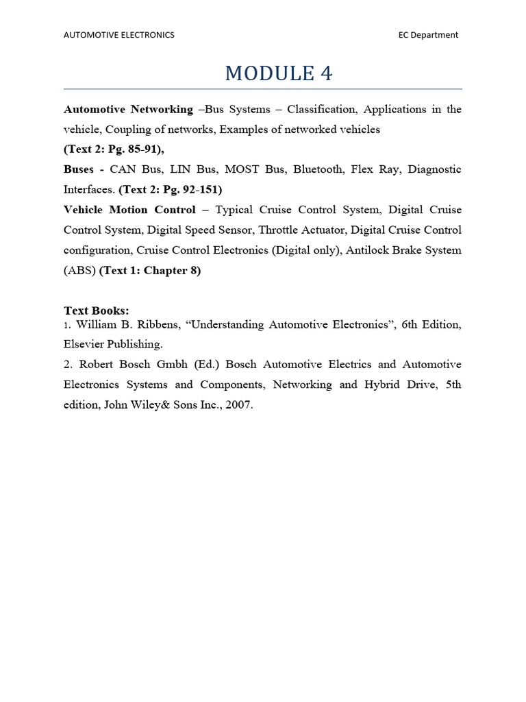 Module 4 VEHICLE MOTION CONTROL | PDF | Amplifier | Analog To Digital ...