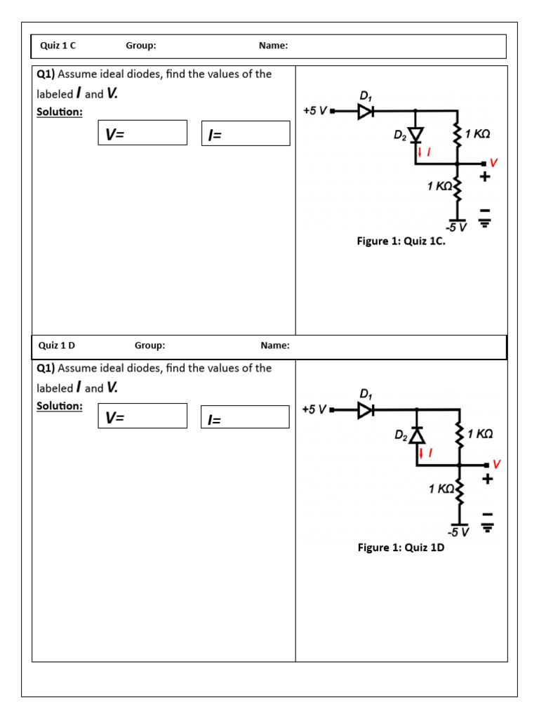 Ideal Diodes: I and V Calculation | PDF