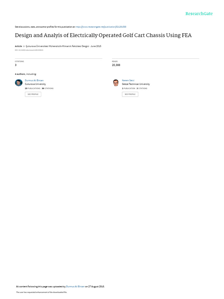 Design and Analyis of Electrically Operated Golf Cart Chassis Using FEA ...