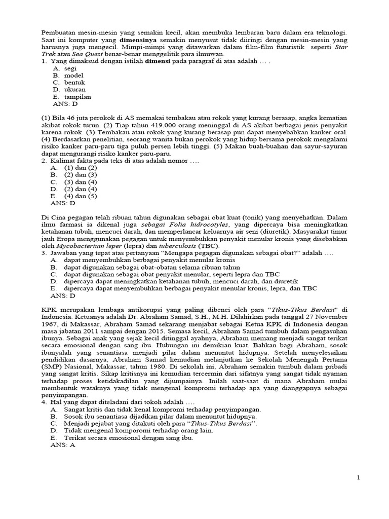 Soal To Usek 2023 Bindo - Online | PDF