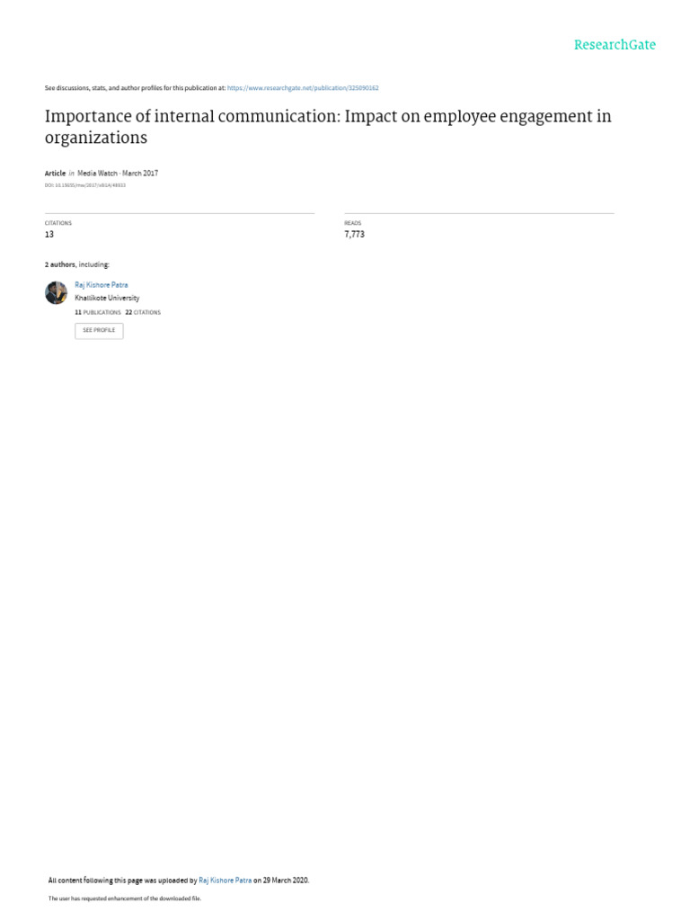 Internal Communication & Employee Engagement | PDF | Communication ...