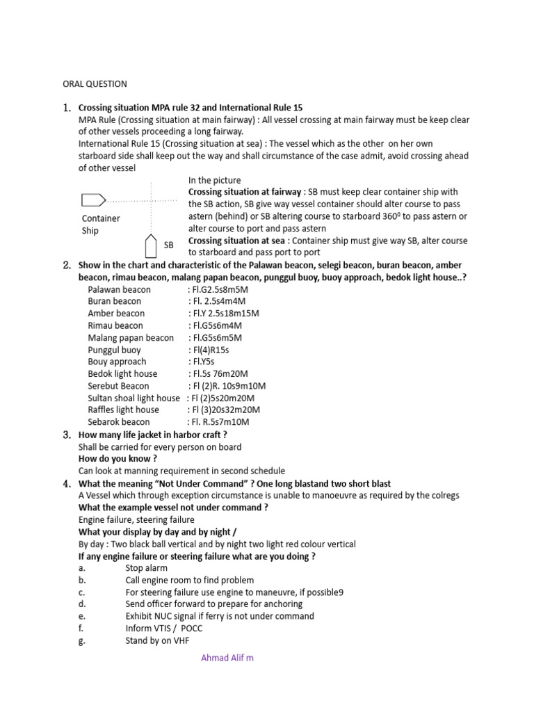 Oral Question 1 | PDF | Port | Ships