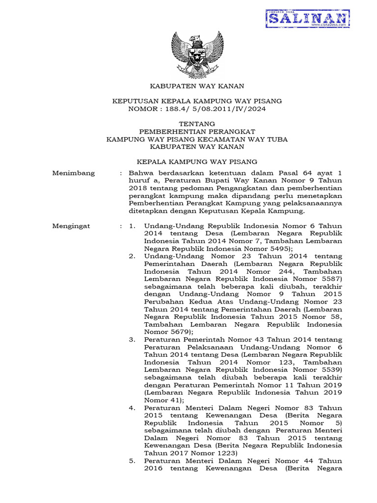 SK - Pemberhentian Sarip Hidayat-1 | PDF