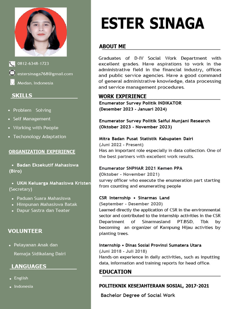 CV-ESTER SINAGA | PDF | Business | Cognition