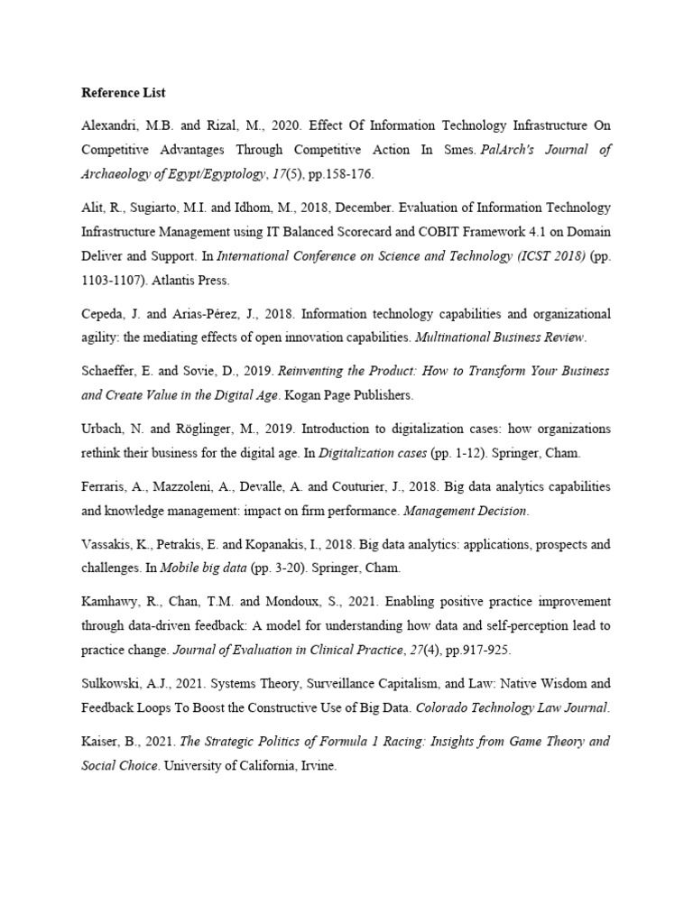 Reference List | PDF | Big Data | Innovation