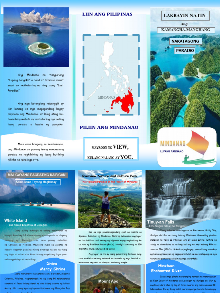 Travel Brochure Destinations in Mindanao Tagalog | PDF