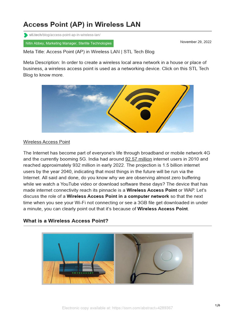 Access Point Ap in Wireless Lan | PDF | Wireless Access Point ...