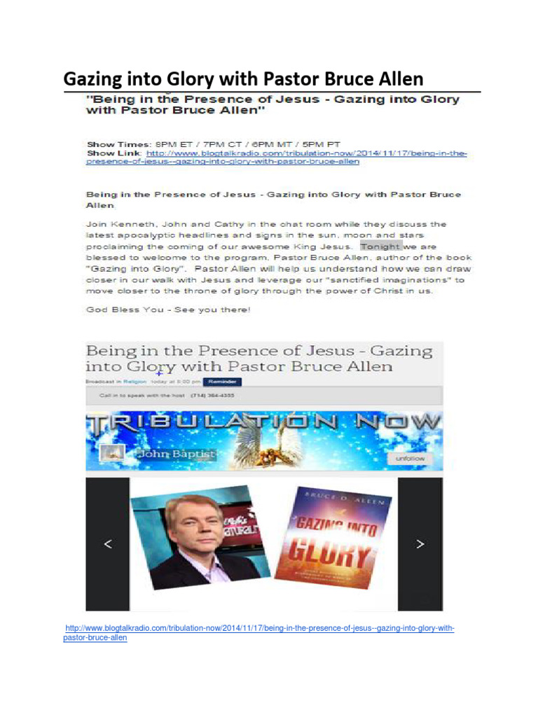 Gazing into Glory with Bruce Allen | PDF | Humility | Glory (Religion)