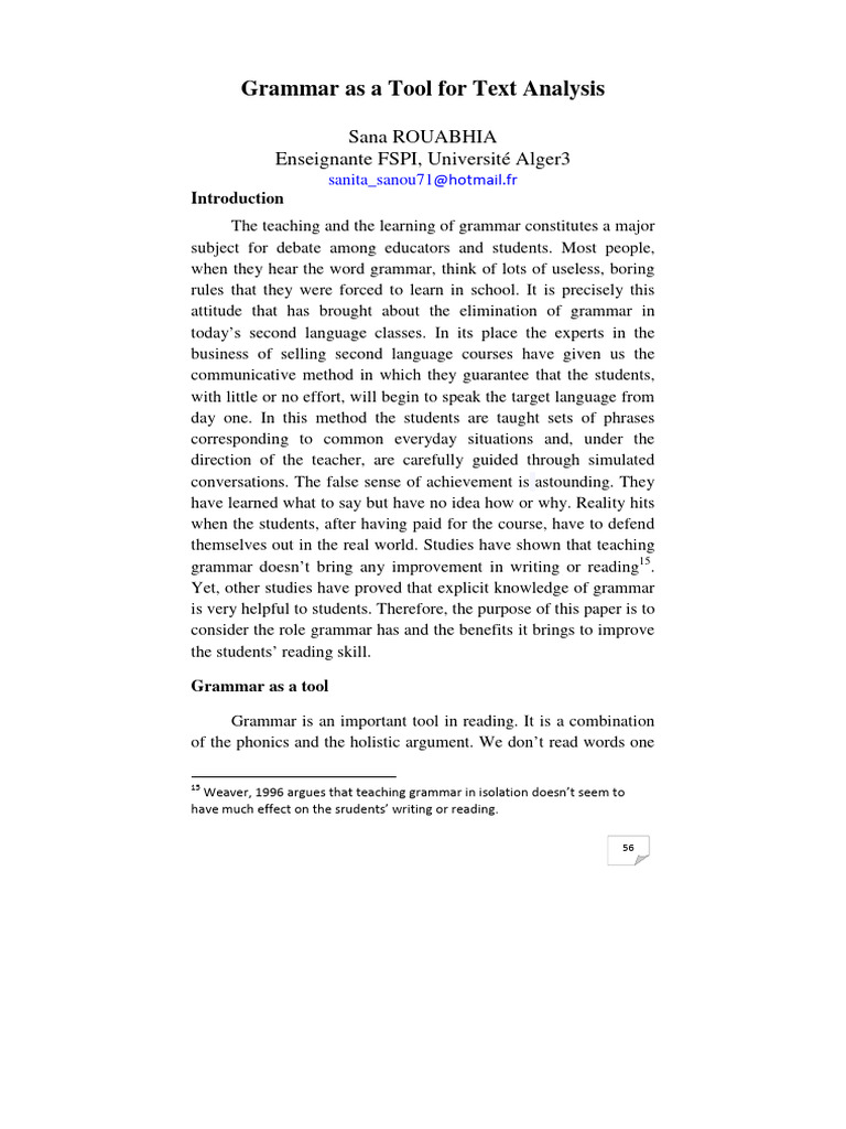 Grammar As A Tool For Text Analysis | PDF | Grammar | Verb