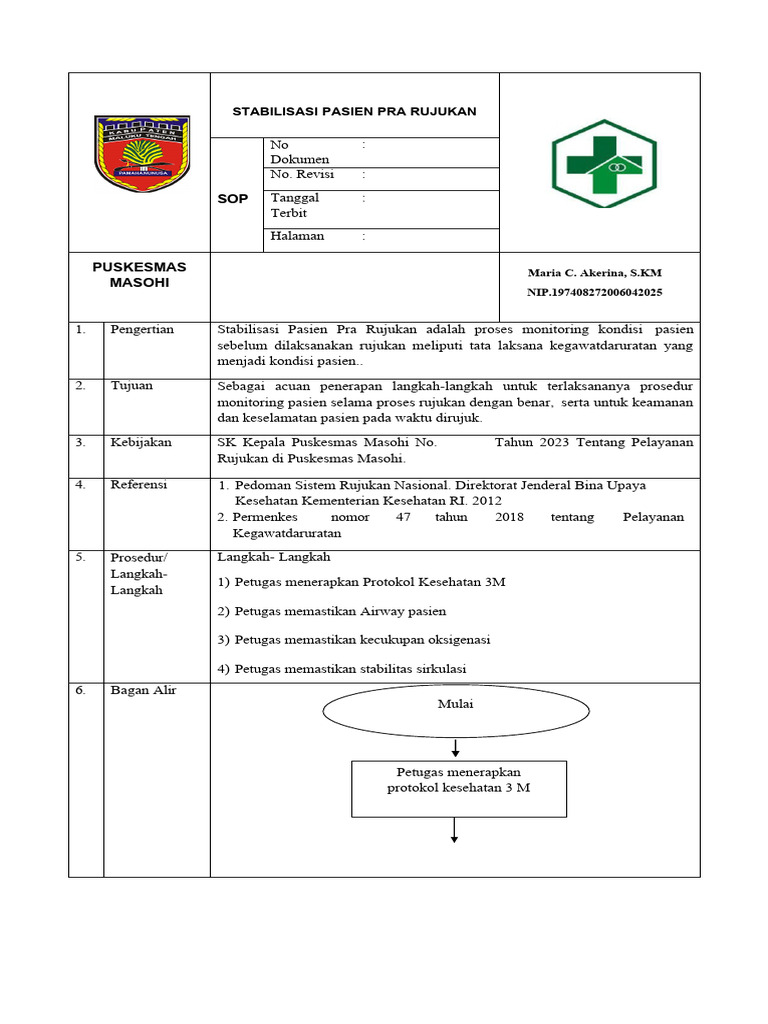 3.3 Sop Stabilisasi Pasien Pra Rujukan | PDF