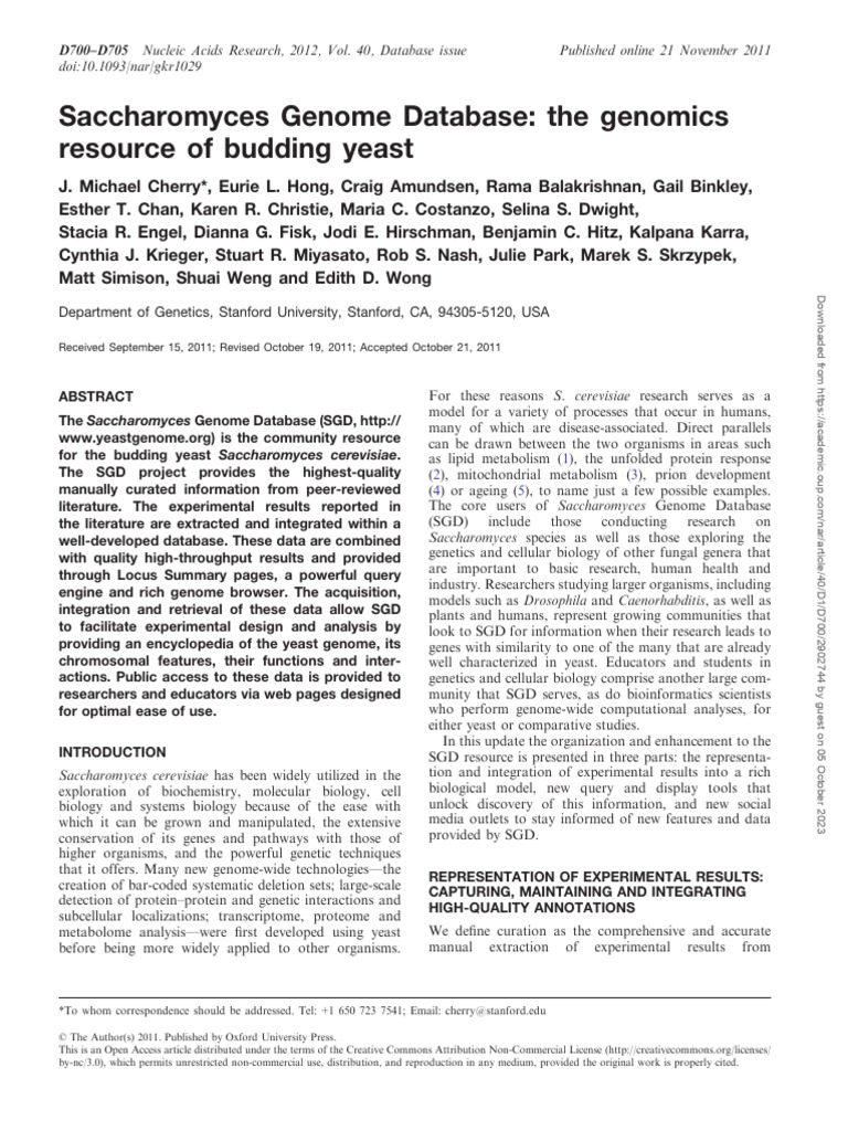 Genomic Resources | PDF | Gene | Saccharomyces Cerevisiae