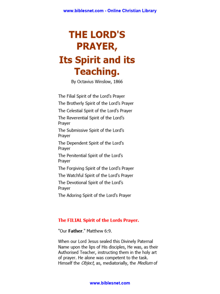 The_Lords_Prayer_Its_Spirit_and_Its_Teaching | PDF | God The Father | Jesus
