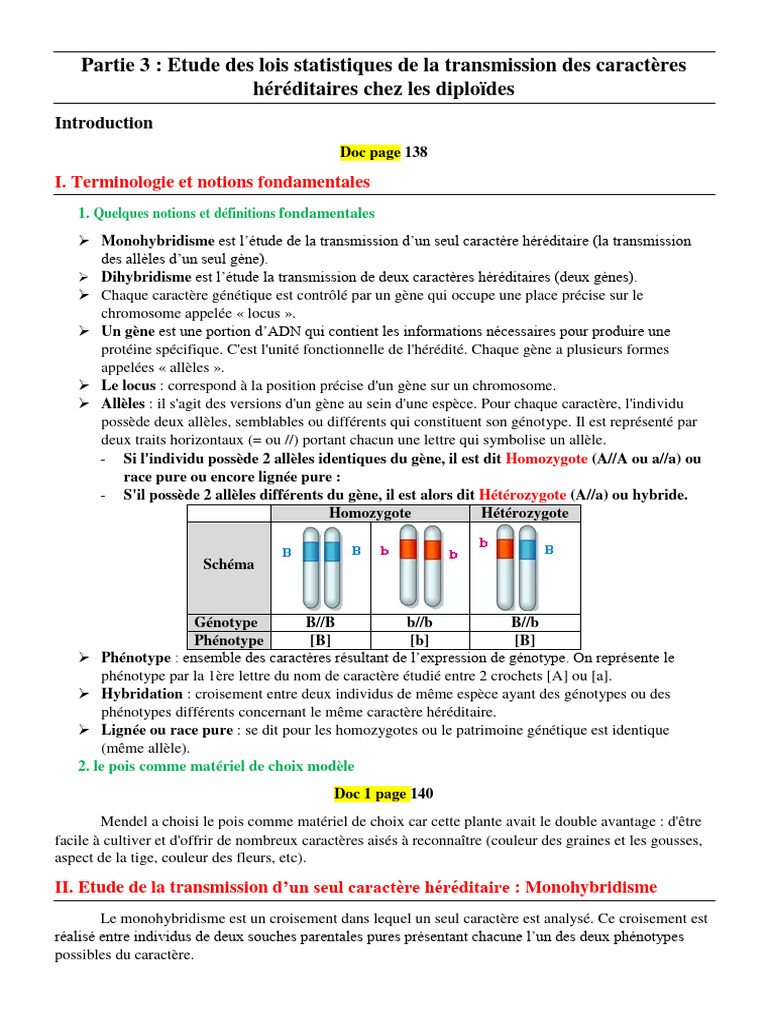 Séance 1 Monohybridisme | PDF | Dominance (Génétique) | Hérédité