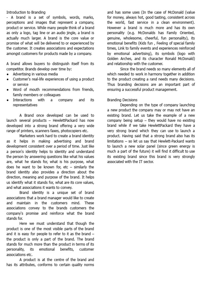 Introduction To Branding | Download Free PDF | Brand | Hewlett Packard