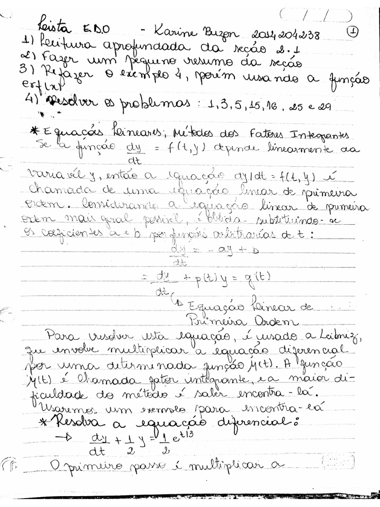 Lista 2 EDO | PDF