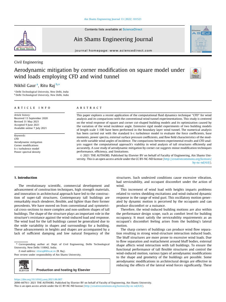Aerodynamic mitigation by corner modification on square model under ...