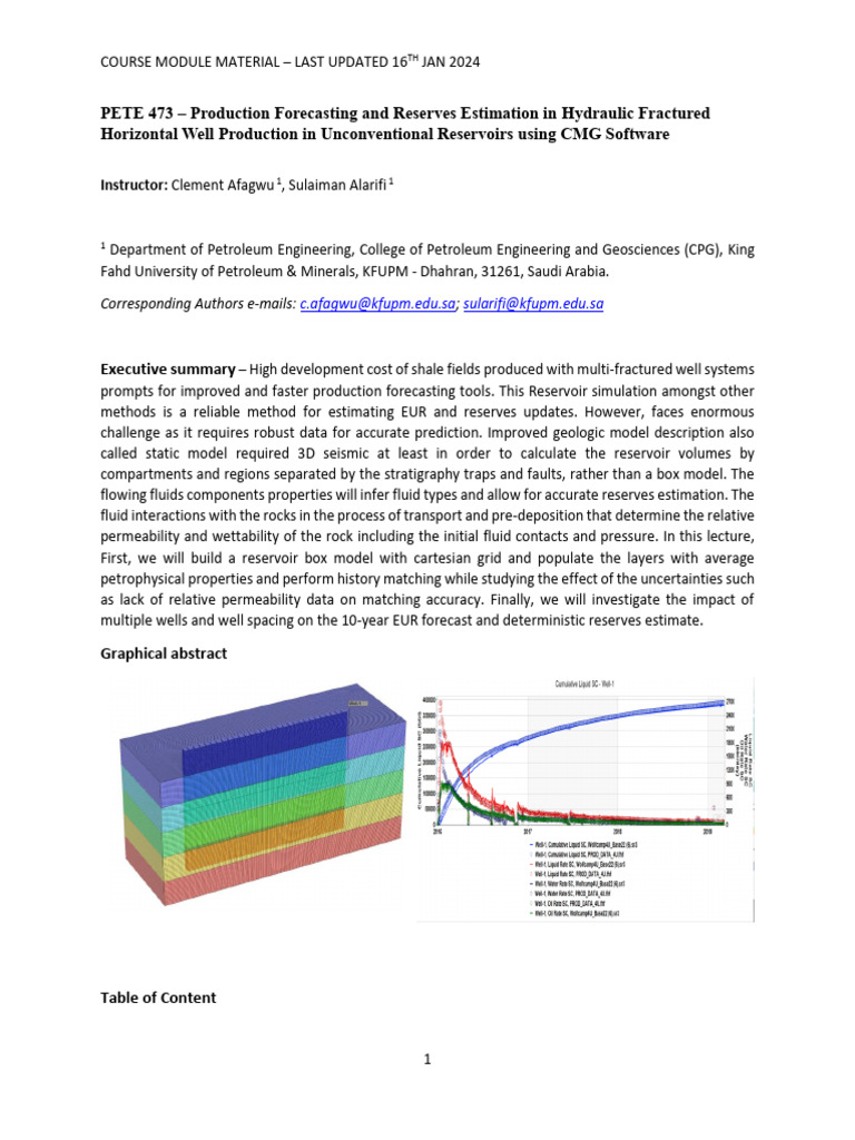 Lecture - Note - PETE 473 - Unconventional Reservoir Simulation With ...