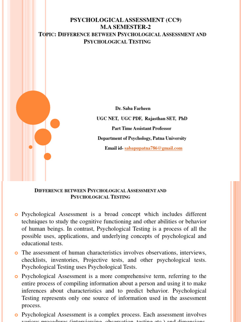 Difference Between Psychological Assessment and Psychological Testing ...