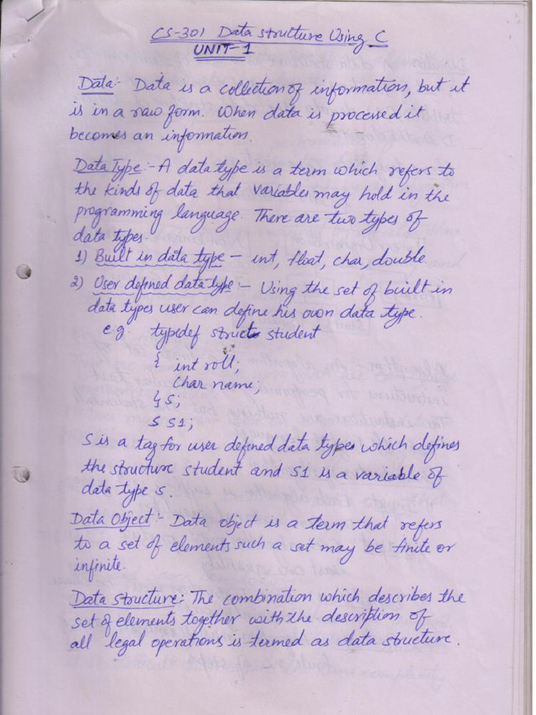 DS Notes Unit 1 | PDF