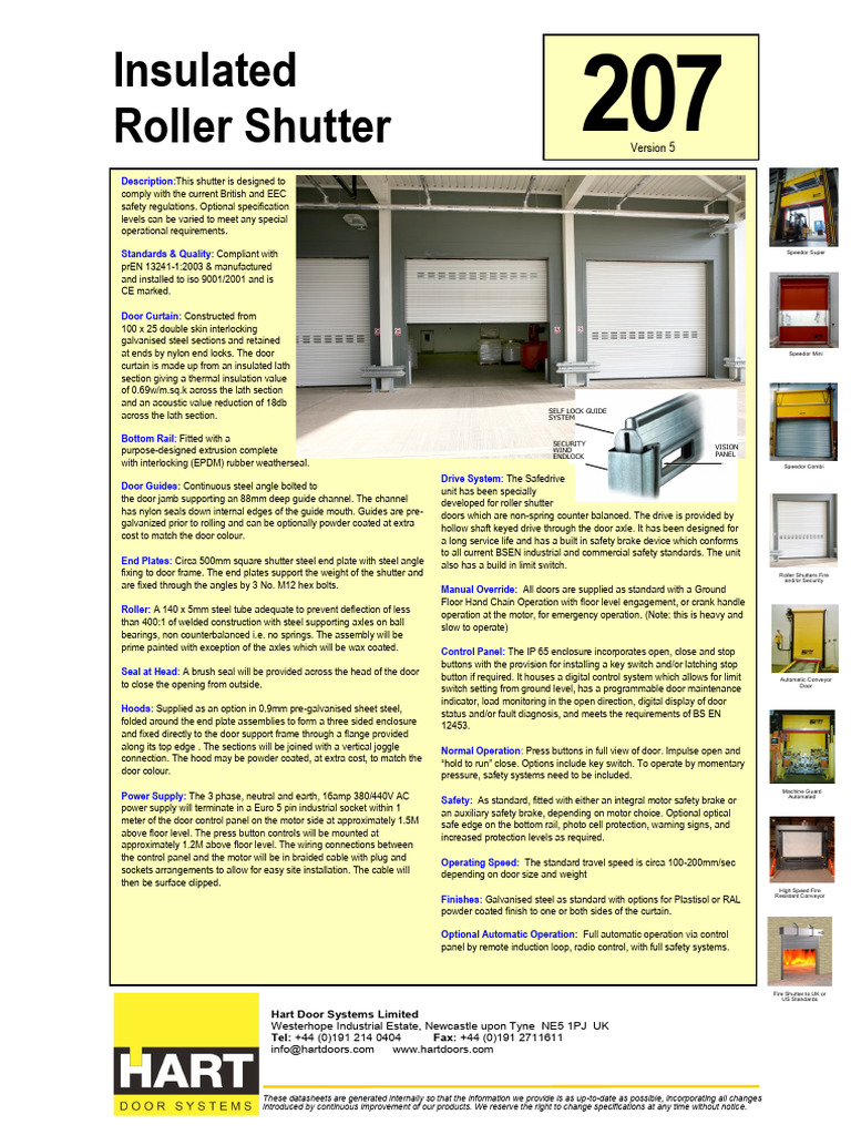 Insulated Roller Shutter Specs | PDF | Door | Manufactured Goods