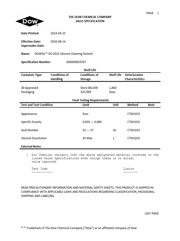 DOWSIL DS-2025 JJFJJ | PDF