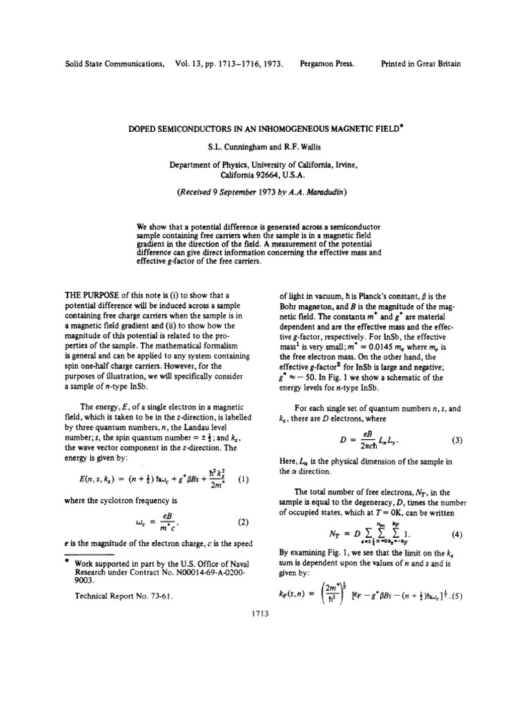 Cunningham 1973 | PDF | Voltage | Electron