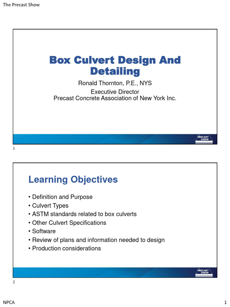 CP1 Box Culvert Design Detailing - FINAL | PDF | Precast Concrete ...