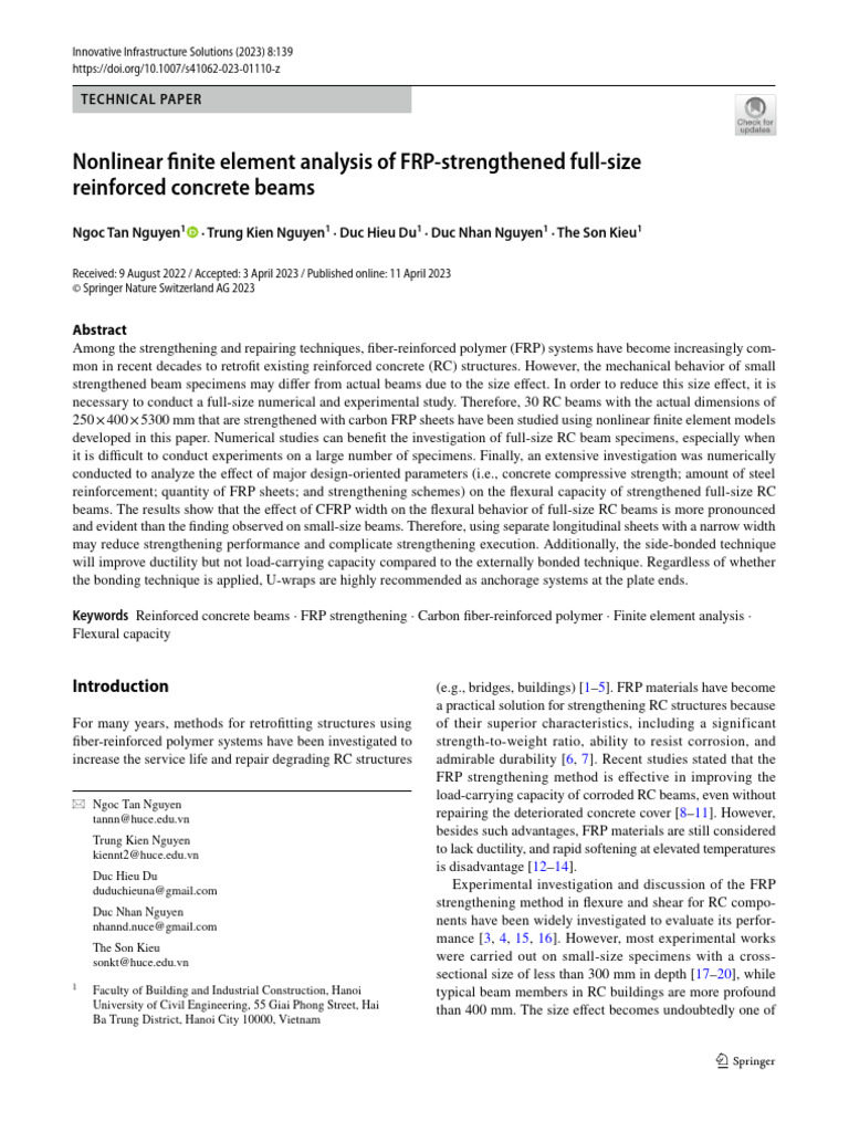 Nonlinear Finite Element Analysis of FRP Strengthened Full Size | PDF | Strength Of Materials ...