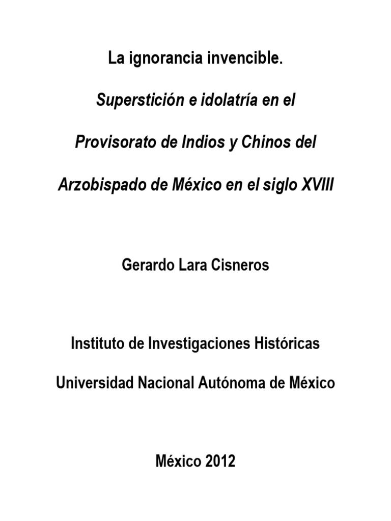 La Ignorancia Invencible. Superstición e Idola Tría | PDF | Iglesia ...