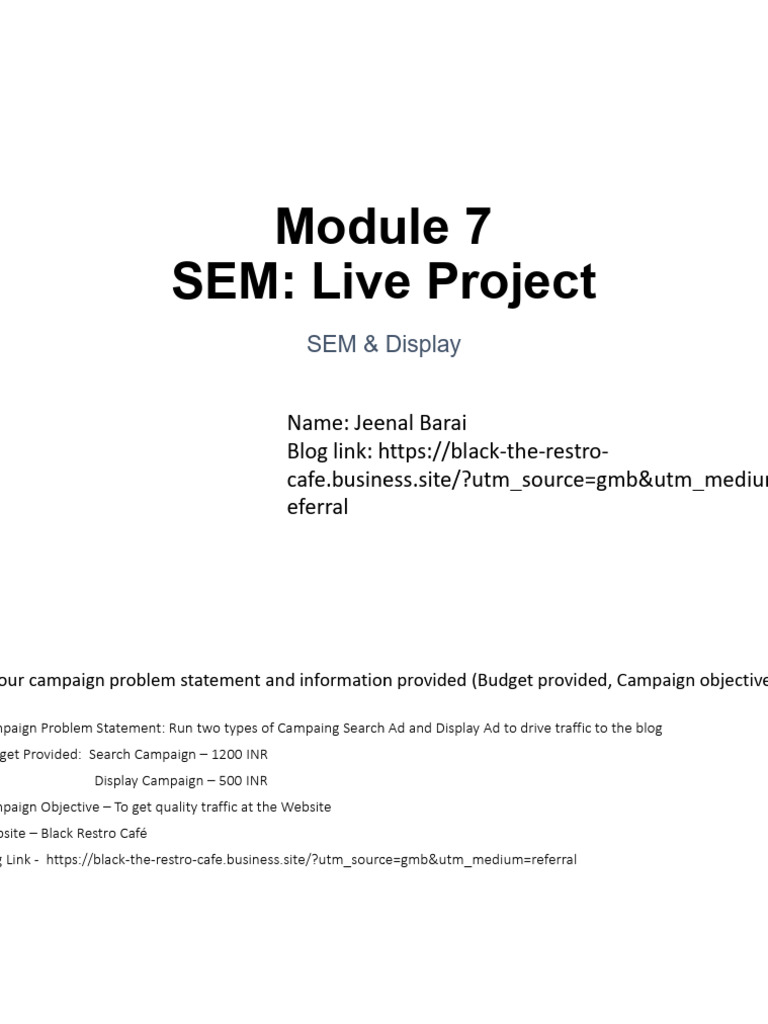 SEM Project | PDF | Promotion And Marketing Communications | Digital ...