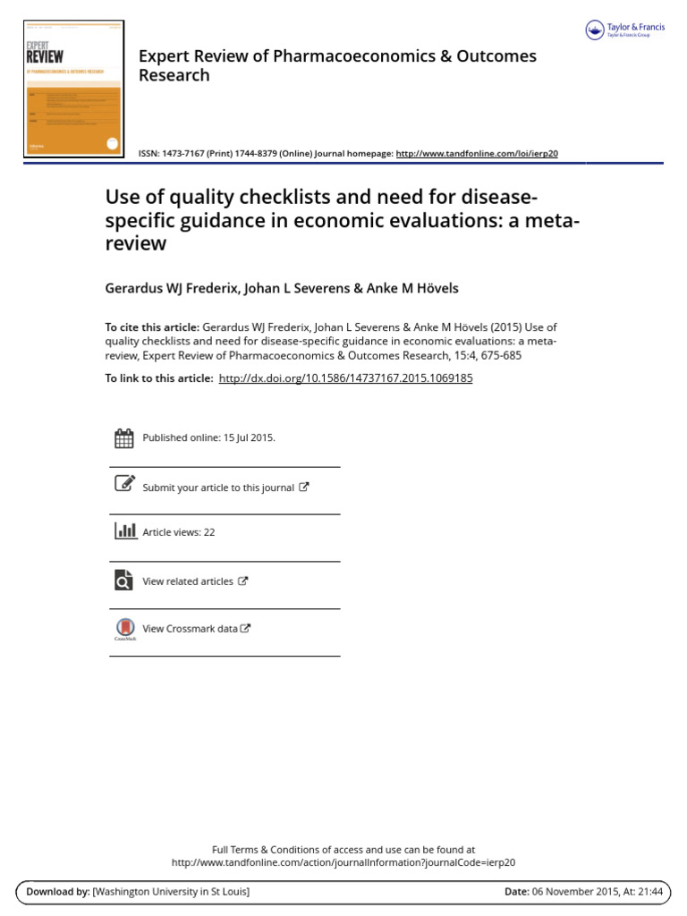 Review of Different Checklists | PDF | Systematic Review | Evaluation