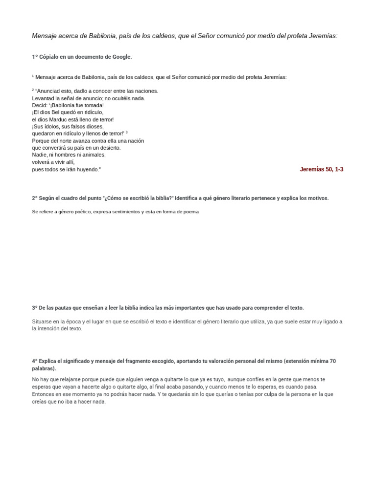 Mensaje Acerca de Babilonia, País de Los Caldeos, Que El Señor Comunicó ...