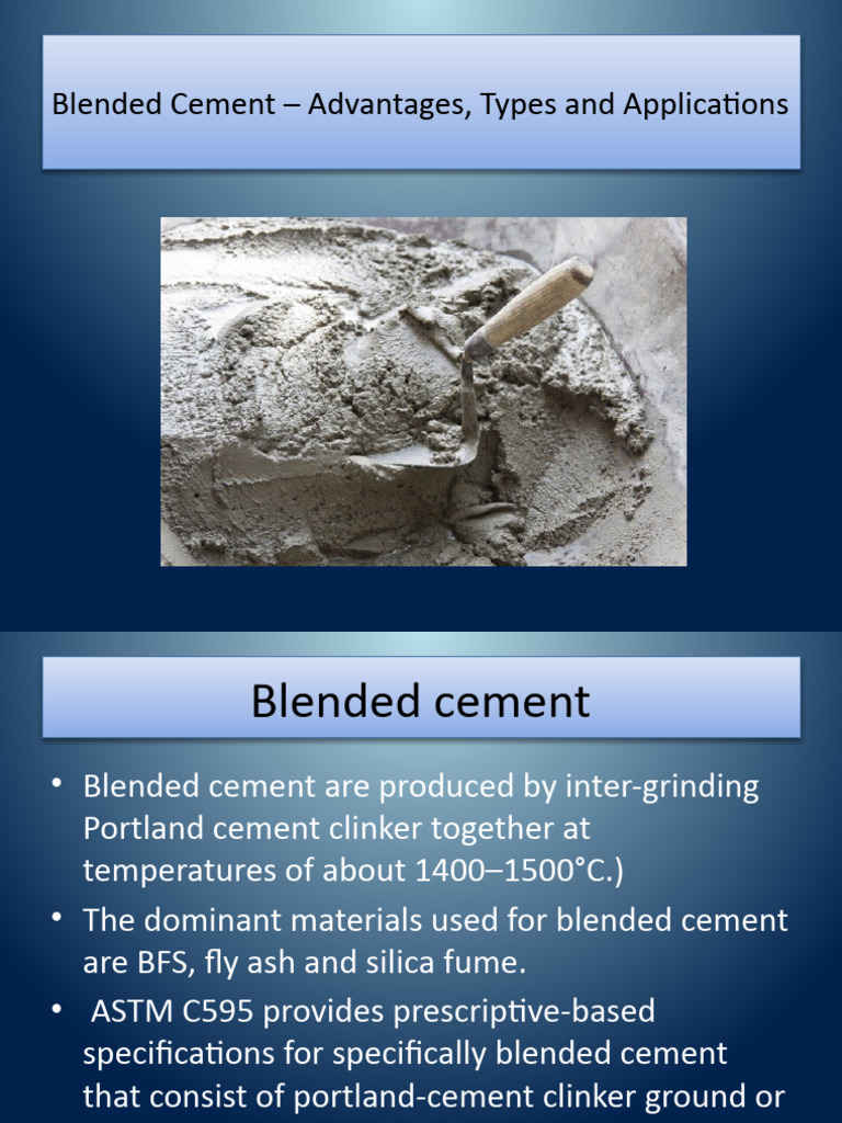 Blended Cement - Advantages, Types and Applications | PDF | Concrete ...