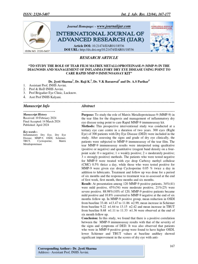 Journal Homepage: - : Manuscript History | PDF | Human Eye | Inflammation