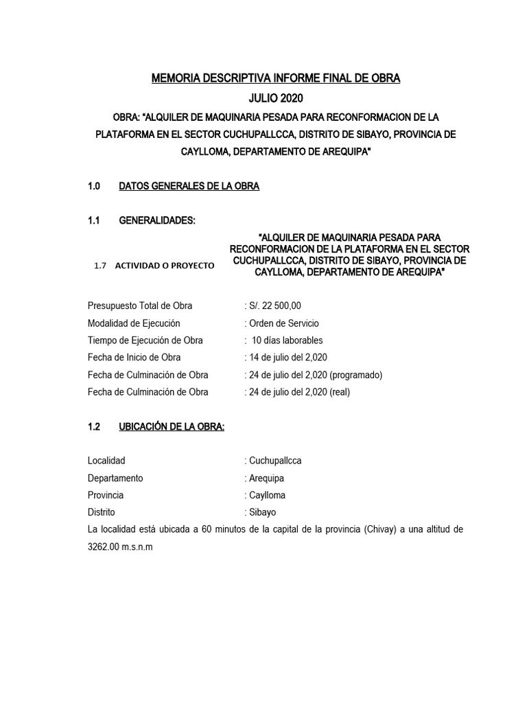 01 Informe Final de Obra-1 | PDF | Clima | Geografía Física