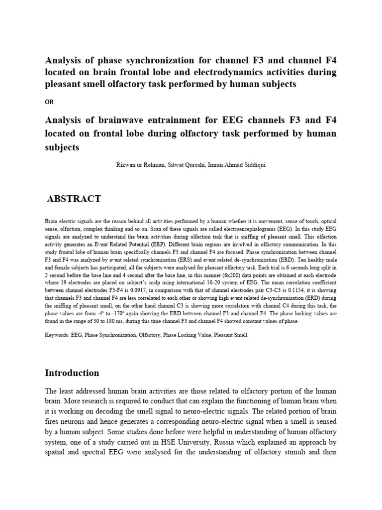 Phase Synchronization Olfactory-1 | Download Free PDF | Electroencephalography | Neural Oscillation