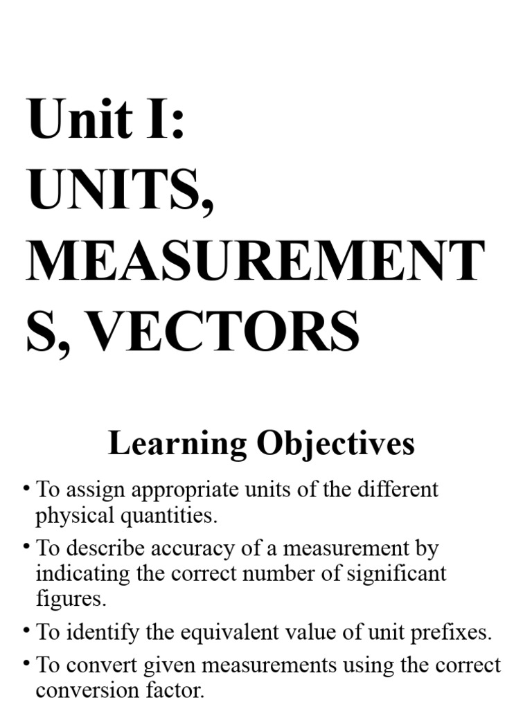Units Measurements Vectors | PDF | Numbers | Measurement