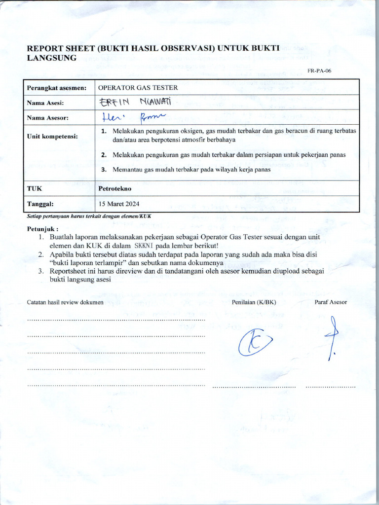 Report Sheet - Erfin Niawati | PDF