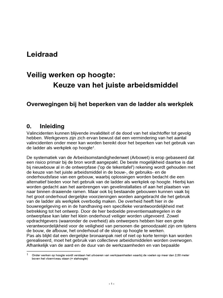 Leidraad Veilig Werken Op Hoogte | PDF