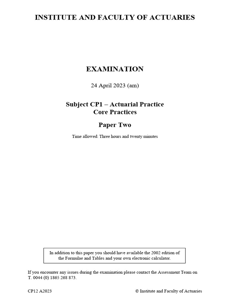 CP12 - April23 - EXAM - Clean Proof | PDF | Risk | Insurance