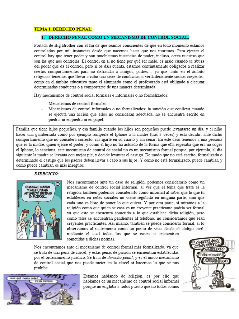 TEMA 1 mio | PDF | Derecho penal | Castigos