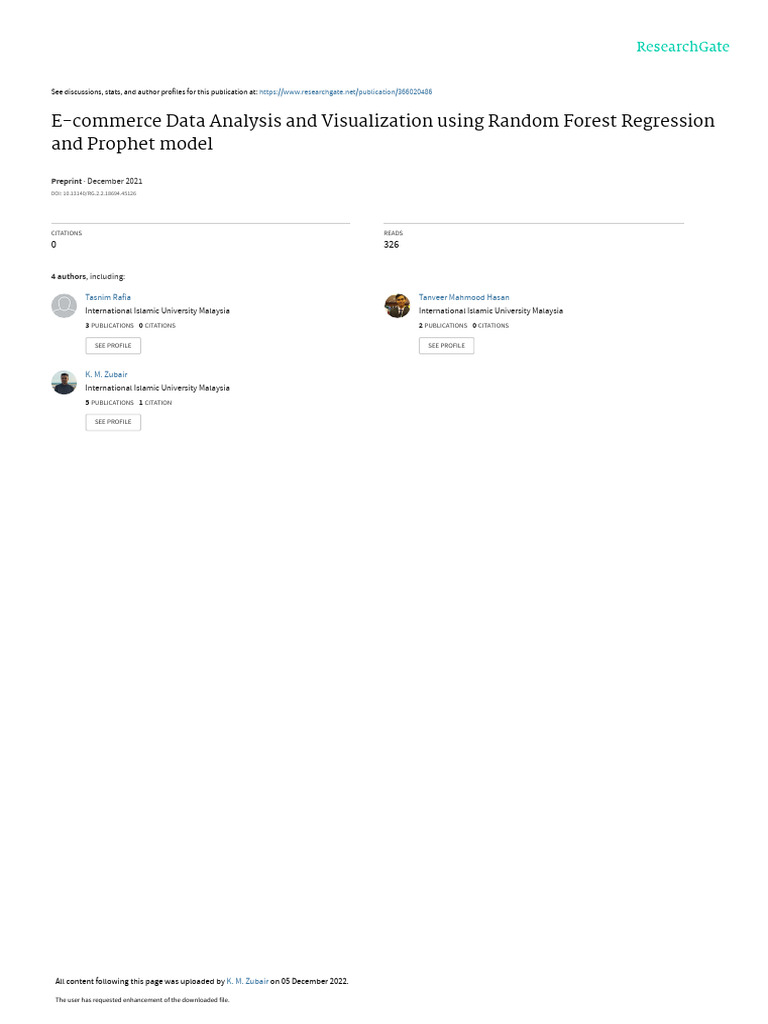 E-commerce Data Analysis with RFR & Prophet | PDF | Data Analysis ...