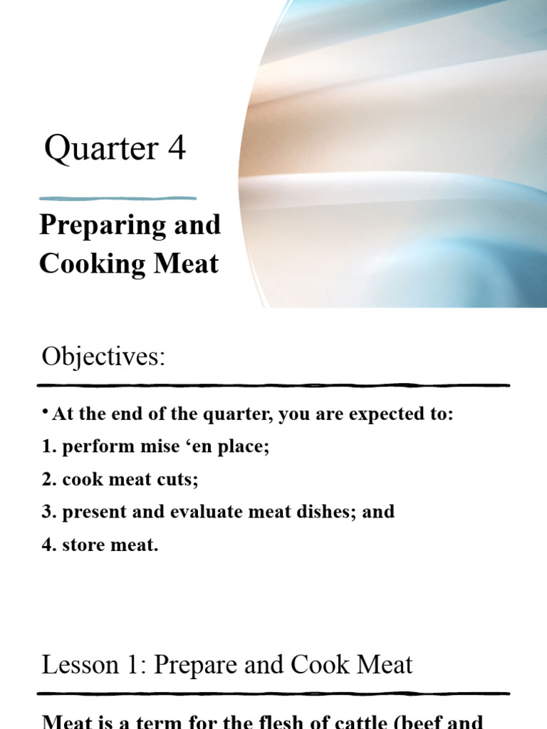 Quarter 4 TLE 10 L 1 | PDF | Beef | Meat