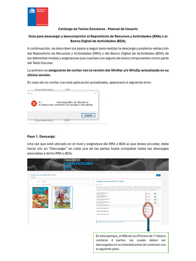 Tutorial Descarga BDA y RRA | PDF