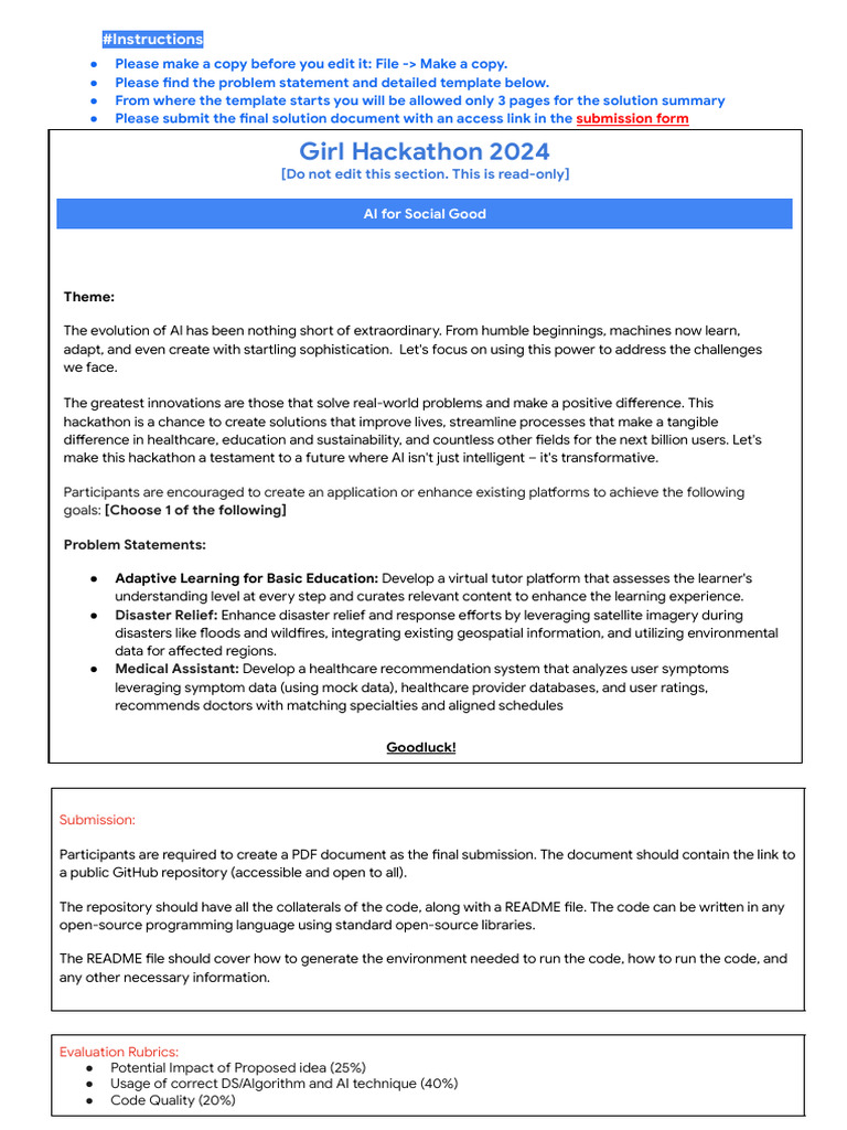 Girl Hackathon 2024 Submission Guide | PDF | Artificial Intelligence ...