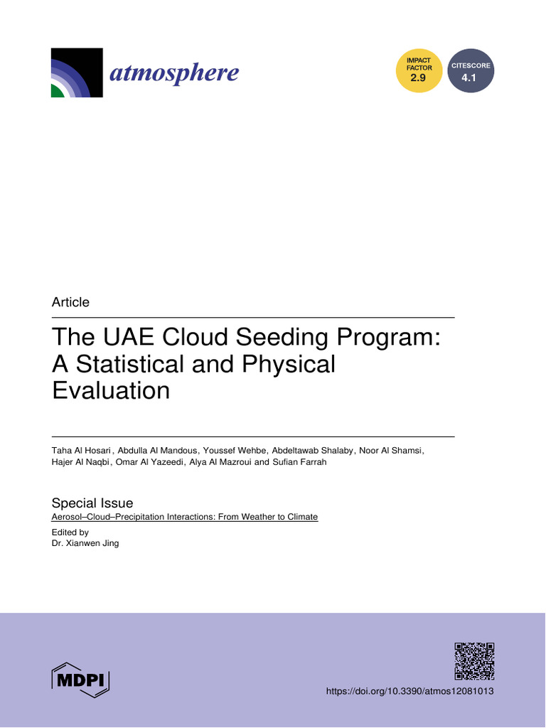 Atmosphere 12 01013 With Cover | PDF | Precipitation | Cloud