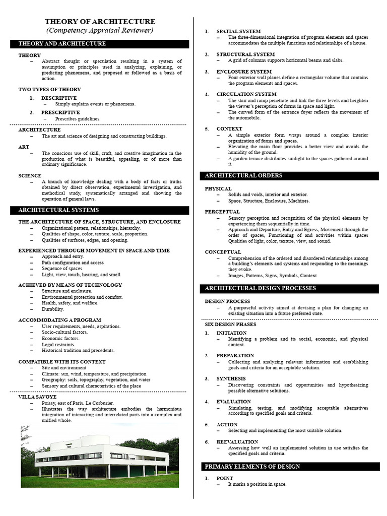 Theory of Architecture Reviewer | PDF | Theory | Space