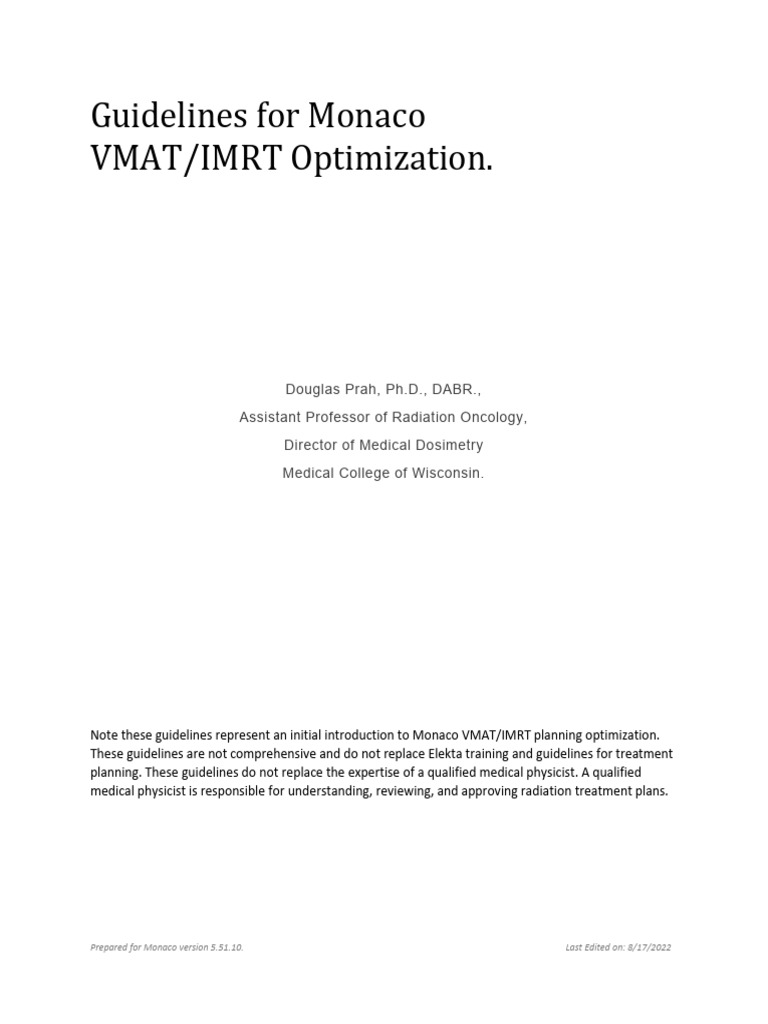 Monaco VMAT Optimization | PDF | Mathematical Optimization | Radiation Therapy