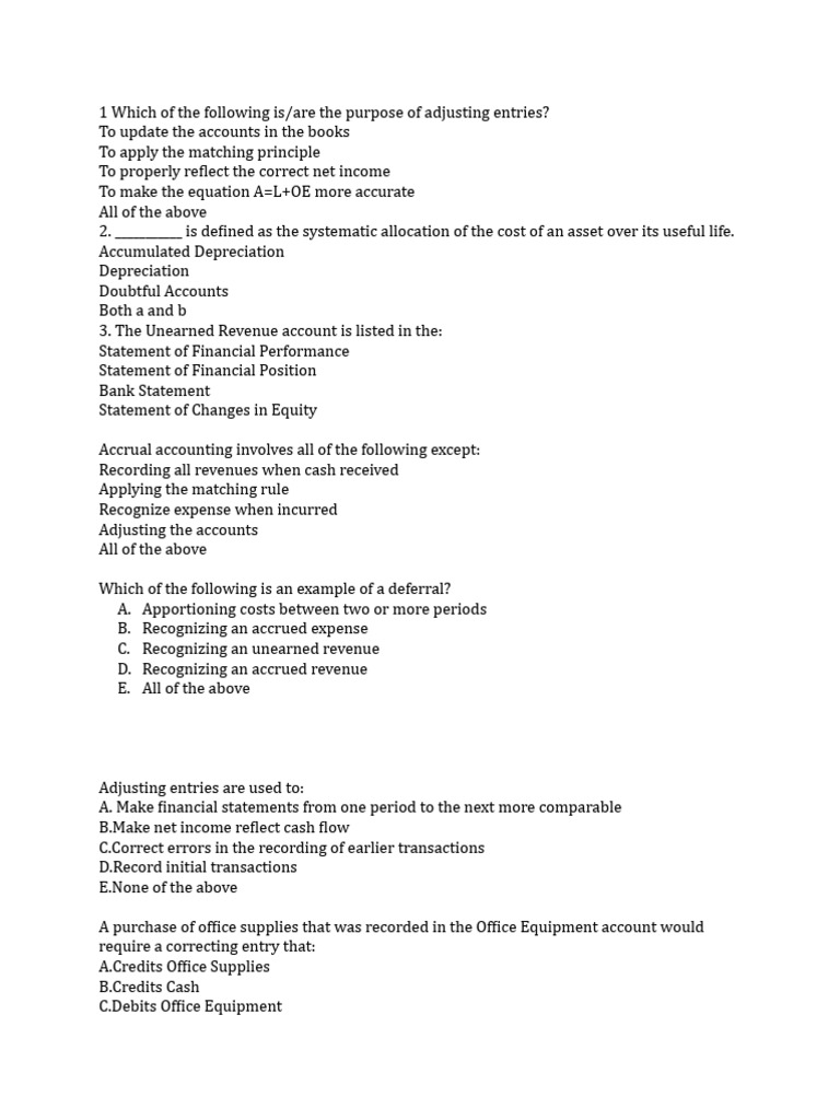 Quiz Adjusting Entries | PDF Quiz Adjusting Entries | PDF